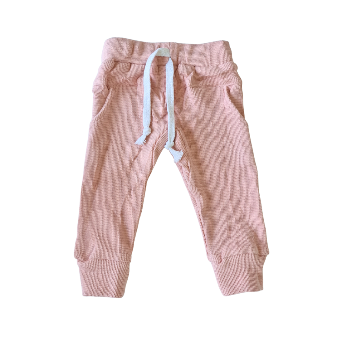 Baby Waffle Knit Pants - Baby Trackies - Pink – Little Cheeks