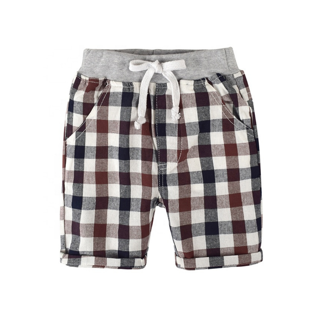 Brown Check Summer Shorts - Kid's Shorts – Little Cheeks